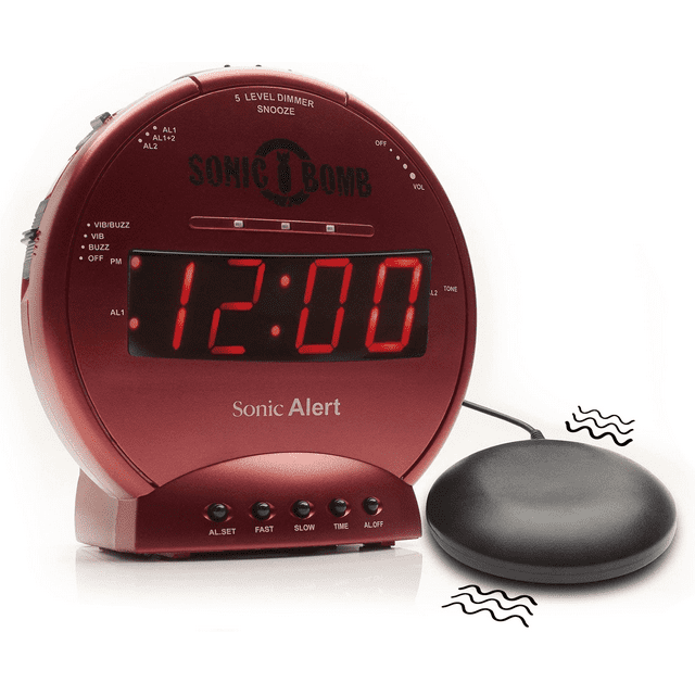 Sonic Bomb Dual Alarm Clock with Vibrating Bed Shaker for Heavy ...