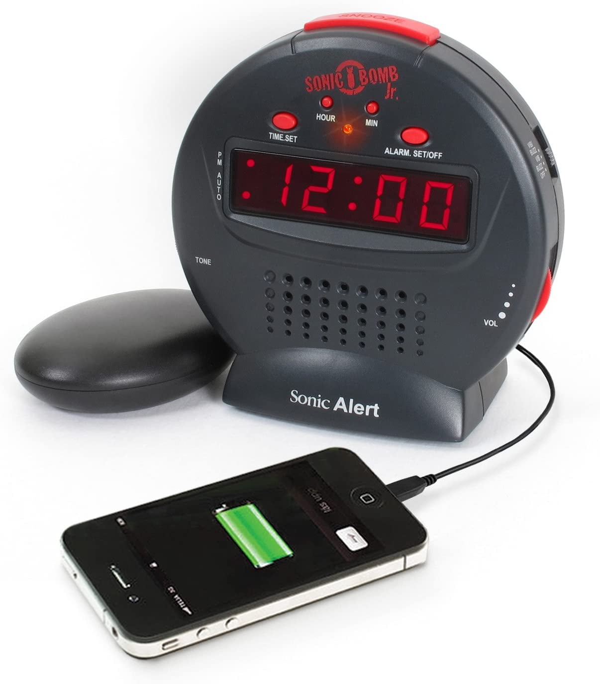 Sonic Alert - Sonic Bomb Jr Alarm Clock for Heavy Sleepers, Hard of ...