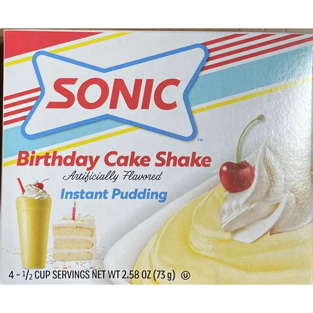 Sonic BIRTHDAY CAKE SHAKE Dessert Instant Pudding Mix 2.58 oz Box ...