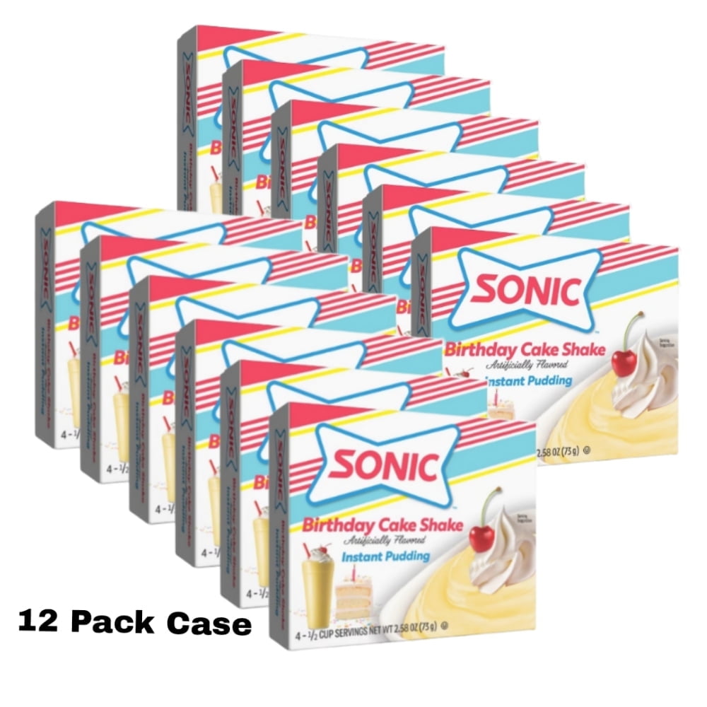 Sonic Birthday Cake Shake Instant Pudding, 4 Servings, 2.58 oz Box Pack ...