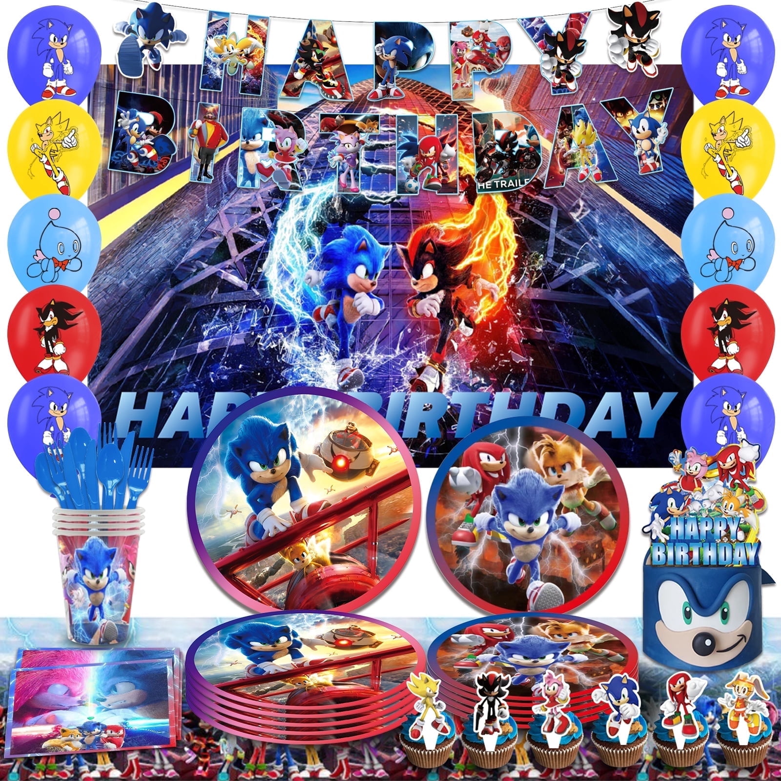 Sonic Birthday Decorations Supplies, Sonic Birthday Party Supplies Kit ...