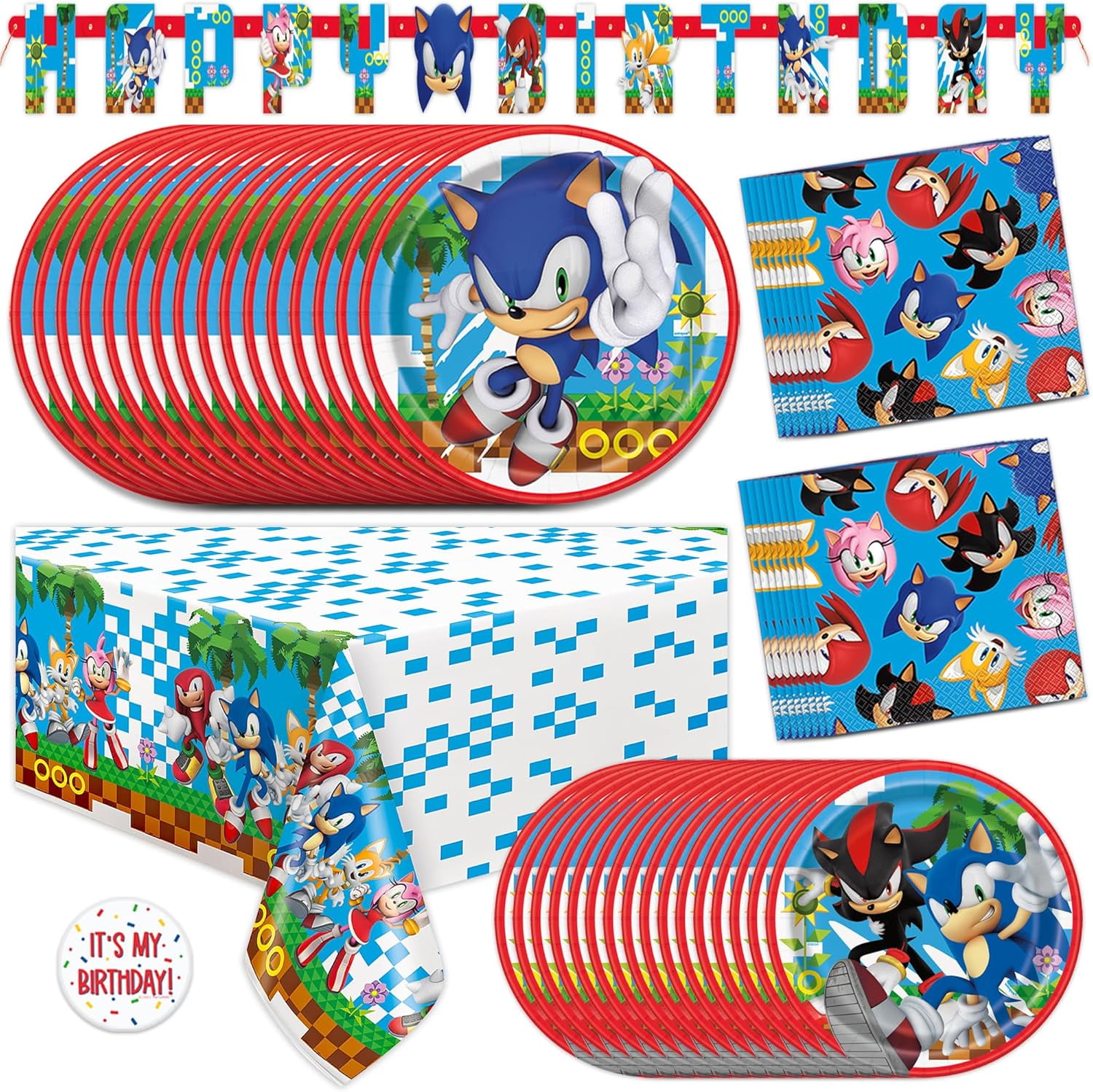 Sonic Birthday Party Decorations, Sonic Tablecloth, Sonic Plates and ...