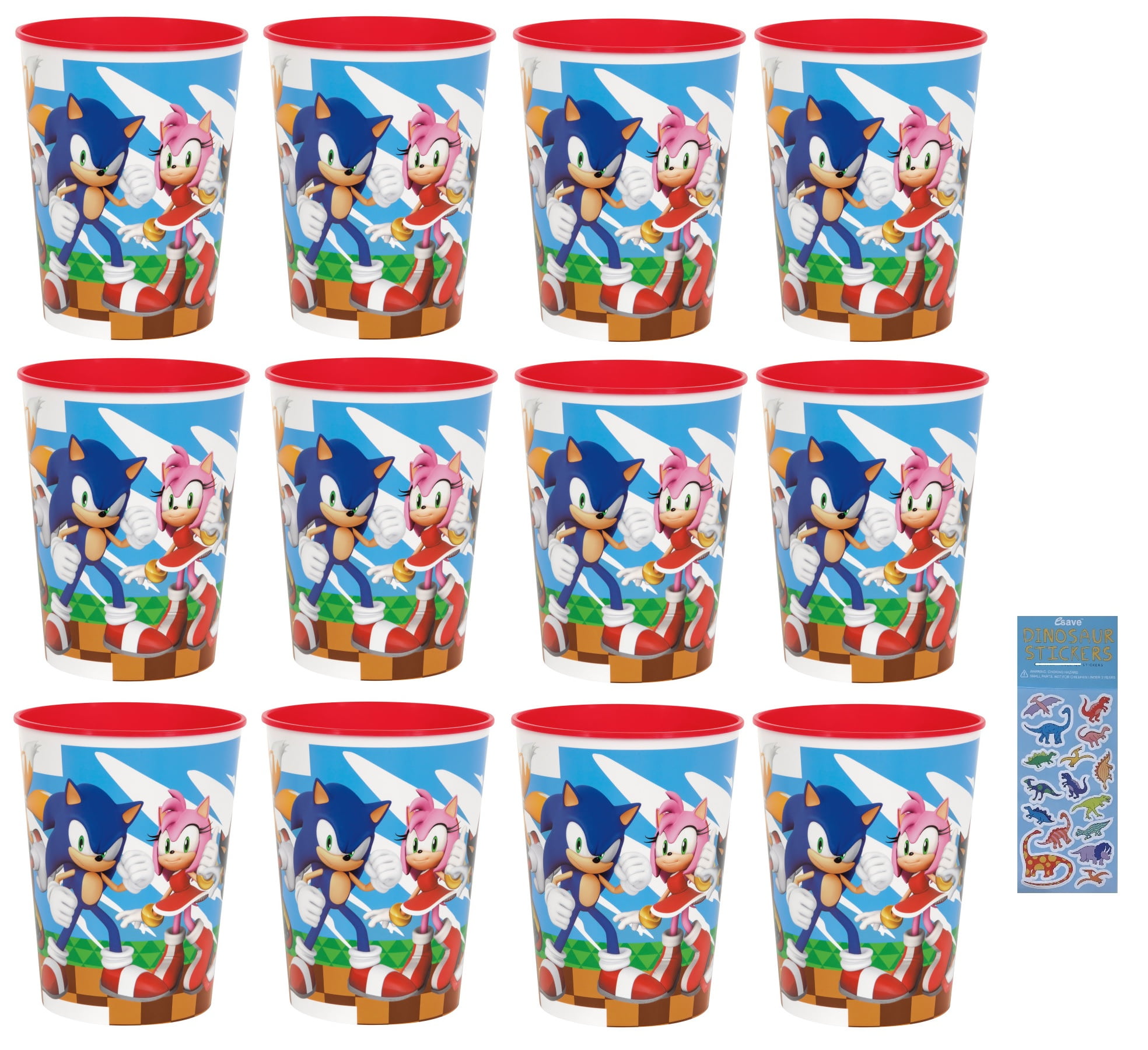 Unique Sonic Birthday Party Supplies Bundle Pack, 12 Reusable Plastic ...