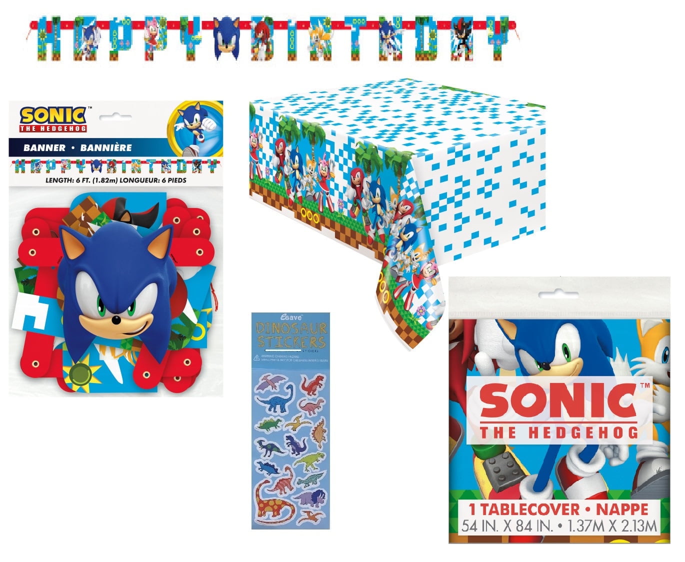 Sonic Birthday Party Supplies Bundle with Banner 6.25ft, Table Cover 54 ...