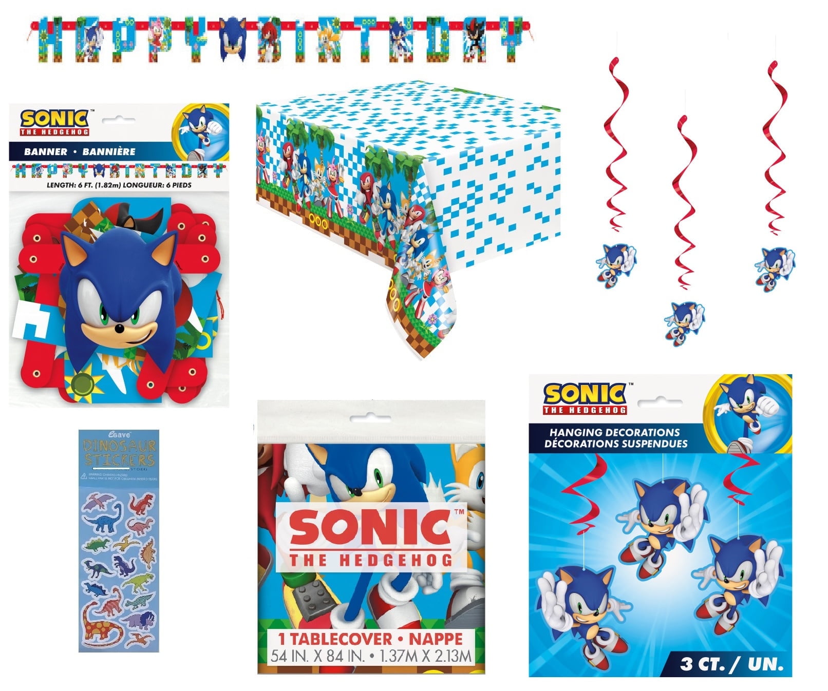 Unique, Sonic Birthday Party Supplies, 6ft Banner with Cutouts ...