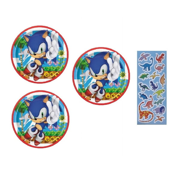 Sonic Birthday Party Supplies Bundle includes 24 Lunch Paper Plates 9 ...