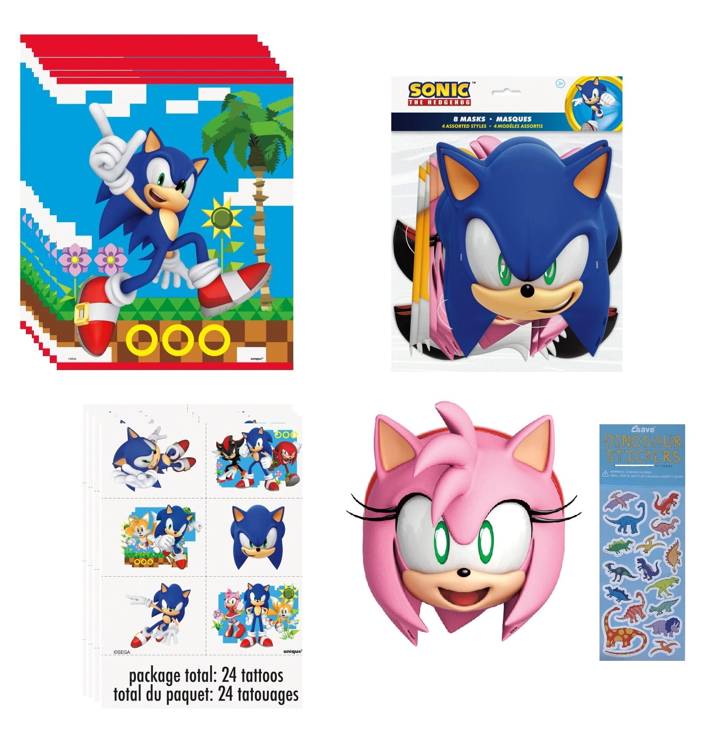 Sonic Birthday Party Supplies Bundle includes 8 Loot Bags, 8 Party ...