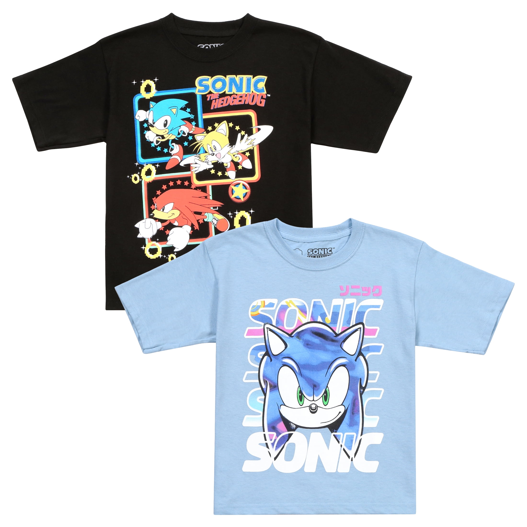 Sonic the Hedgehog Boy's Graphic Tees with Short Sleeves, 2-Pack, Sizes ...