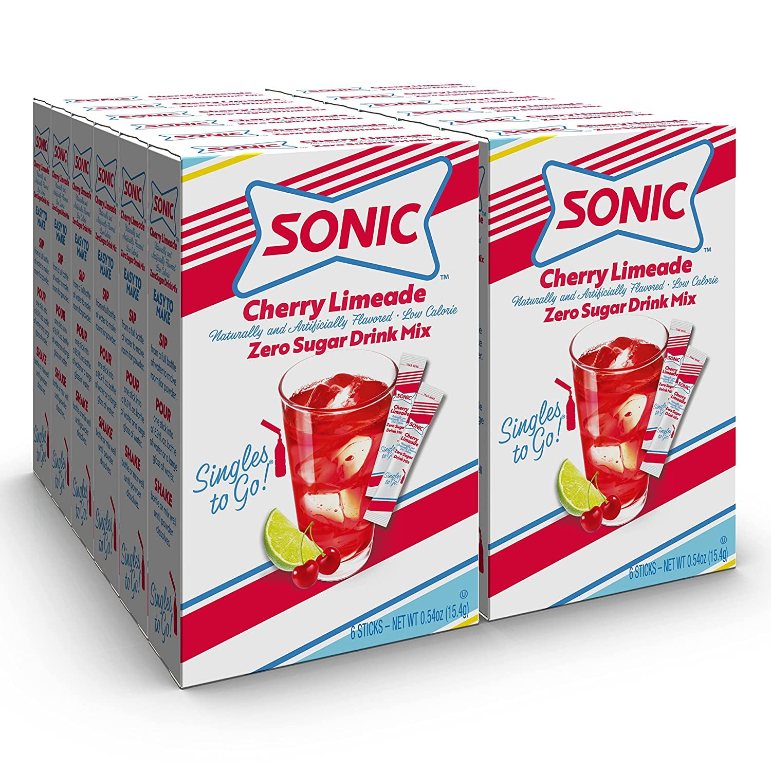 Sonic Cherry Limeade Sugar-Free Singles To Go Drink Mix, 12 Packs of 6 ...