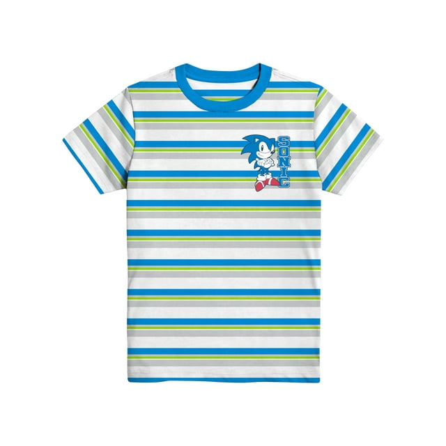 Sonic Classic, Boys Graphic Crew Neck Short Sleeve Embroidered Striped Tee, Sizes 4-18 - Walmart.com