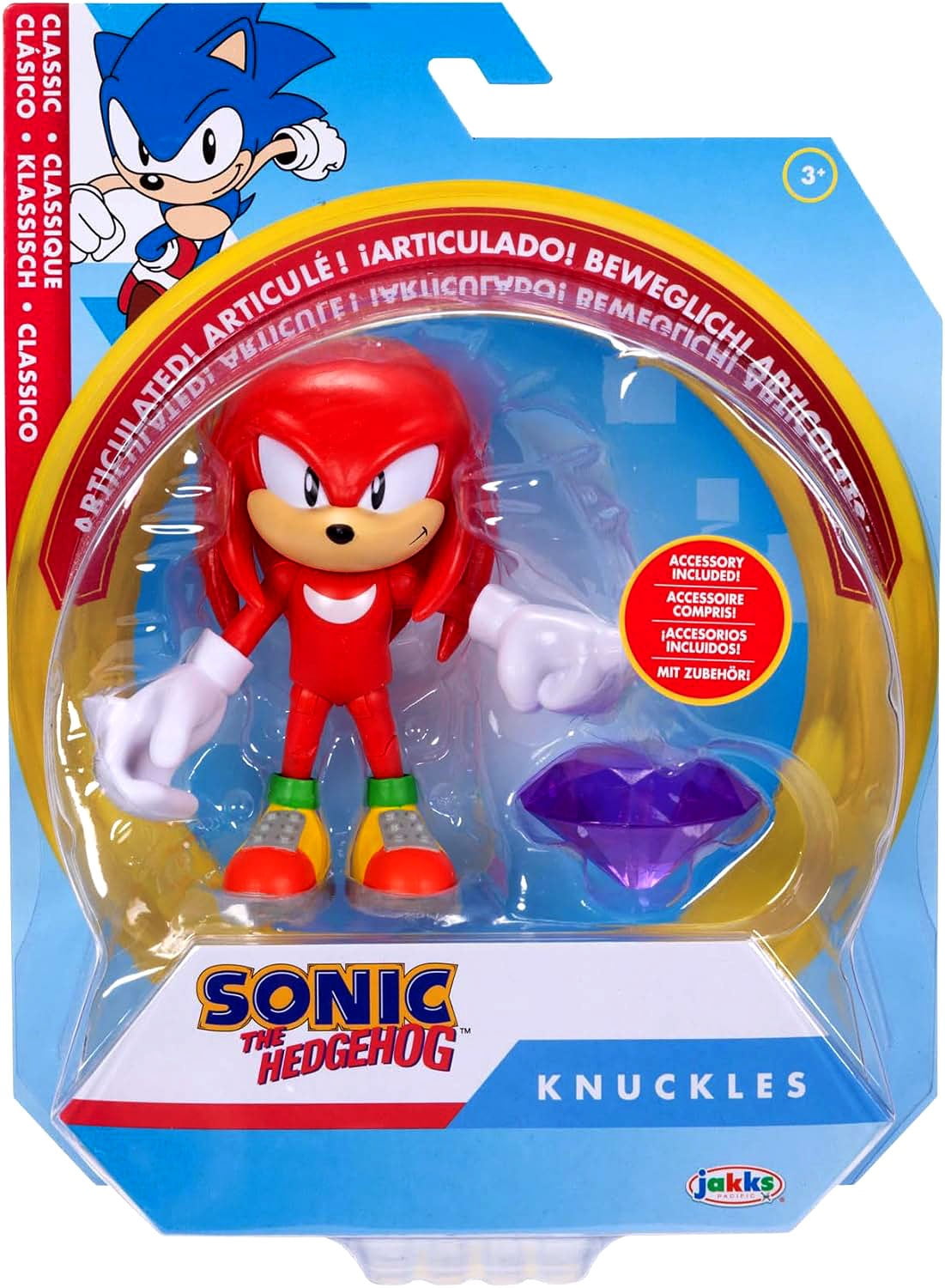 Sonic, Knuckles Action Figure 4 Inch, Articulated, Purple Chaos Emerald ...