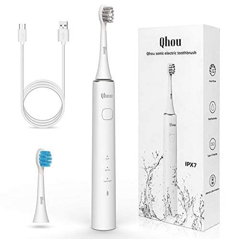 Sonic Electric Toothbrush, 3 Modes Rechargeable Toothbrush, Whitening Toothbrushes with 2 Brush ...