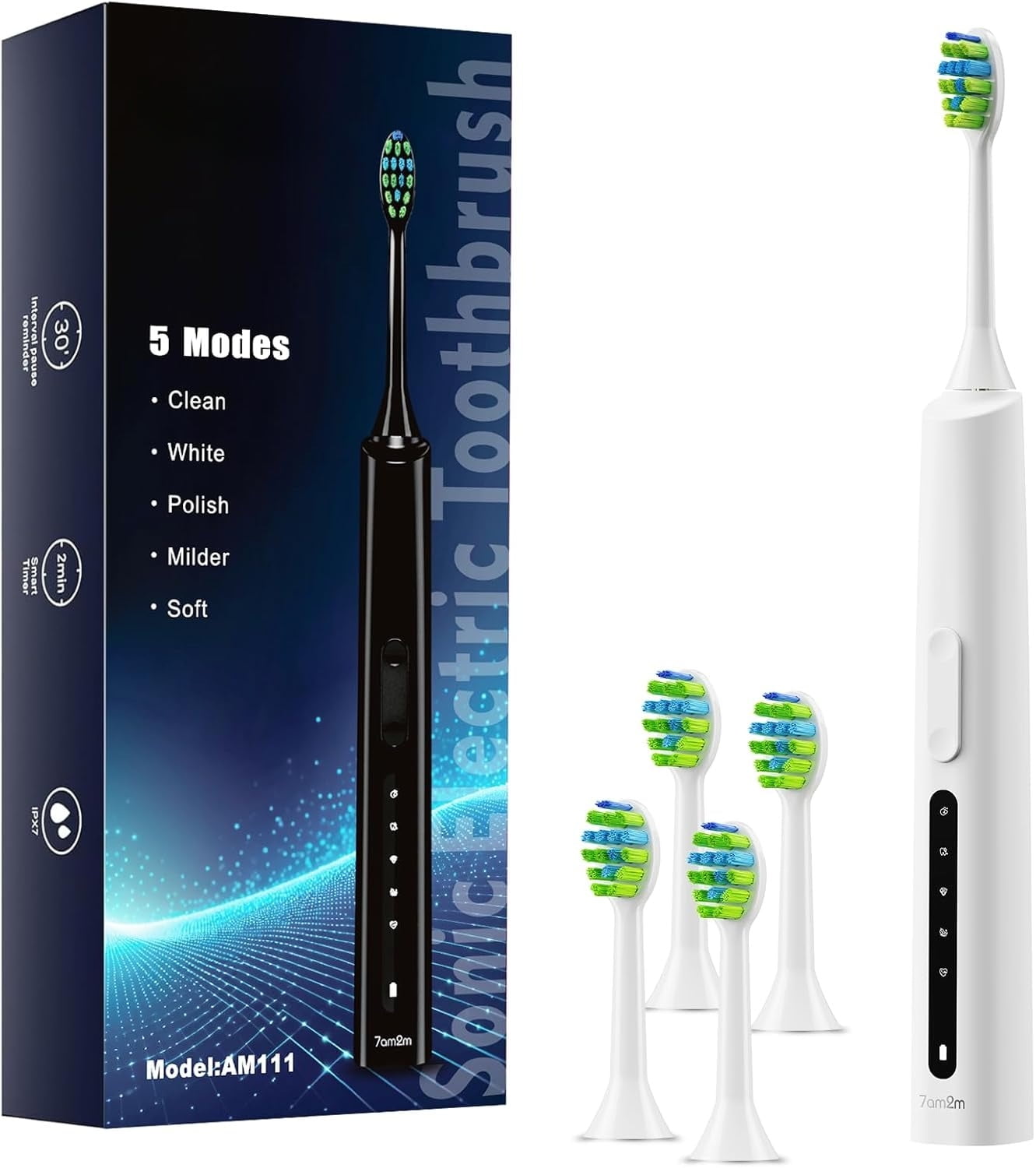 Sonic Electric Toothbrush for Adults and Kids, 40000VPM Power Rechargeable Toothbrushes, 5 Modes ...