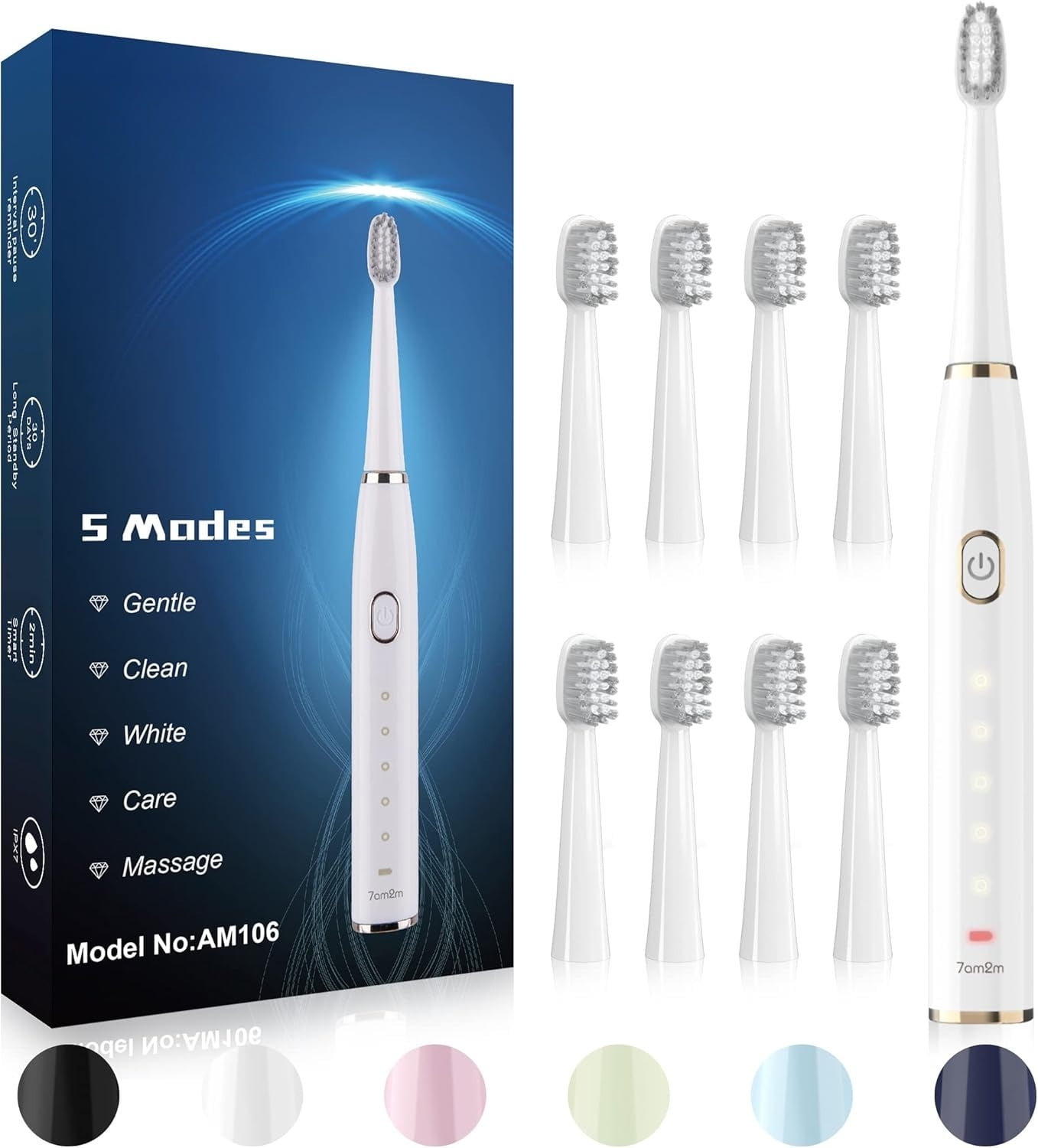 Sonic Electric Toothbrush for Adults and Kids- High Power Rechargeable Toothbrushes with 8 Brush ...