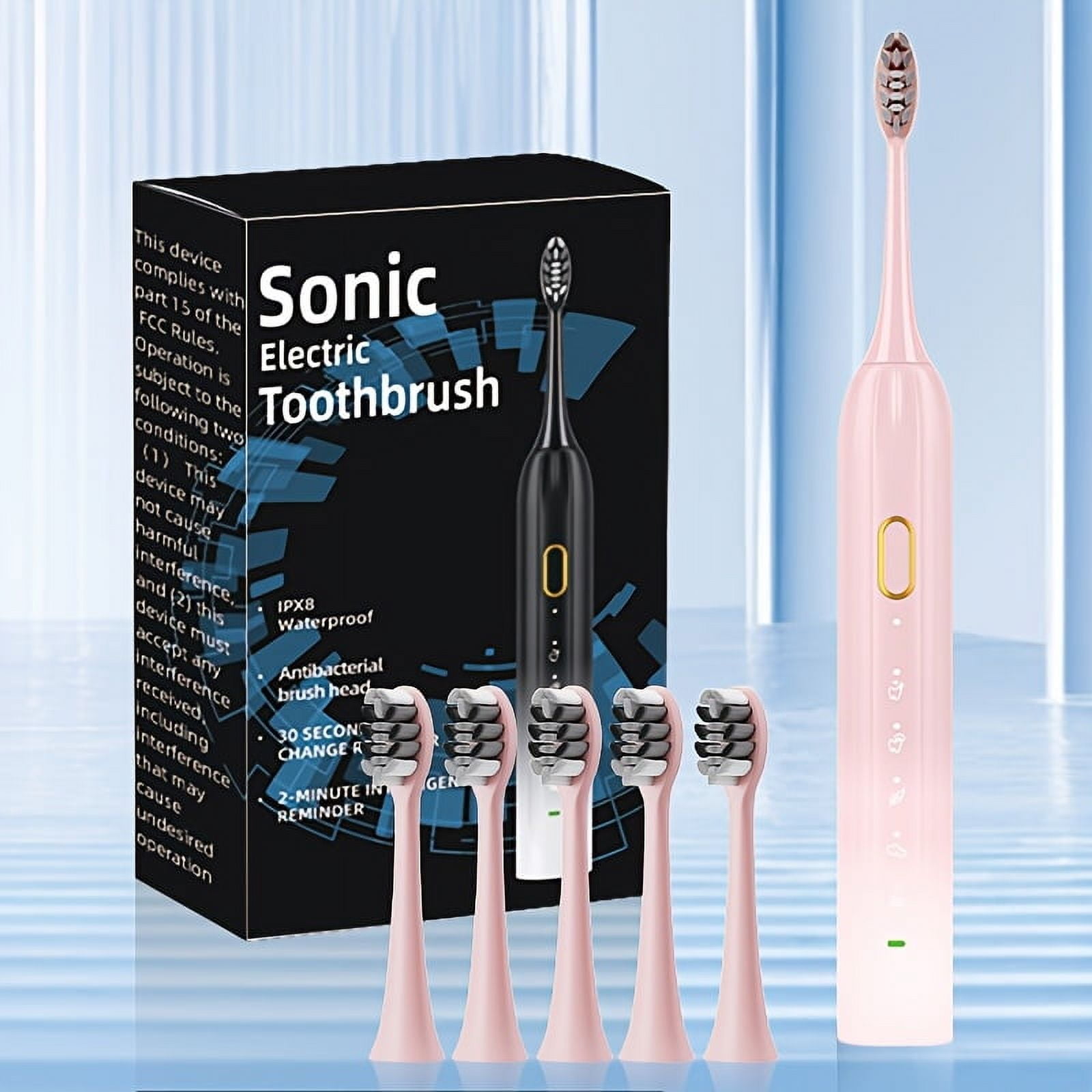 Sonic Electric Toothbrush With USB Charging, Couples With Replaceable Head Metal Shaft Electric ...