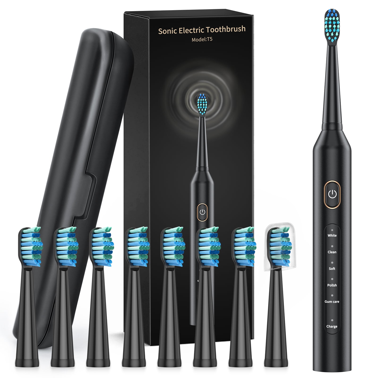 Sonic Electric Toothbrush, 40,000 VPM, 8 Heads, Fast Charge, 30 Days ...