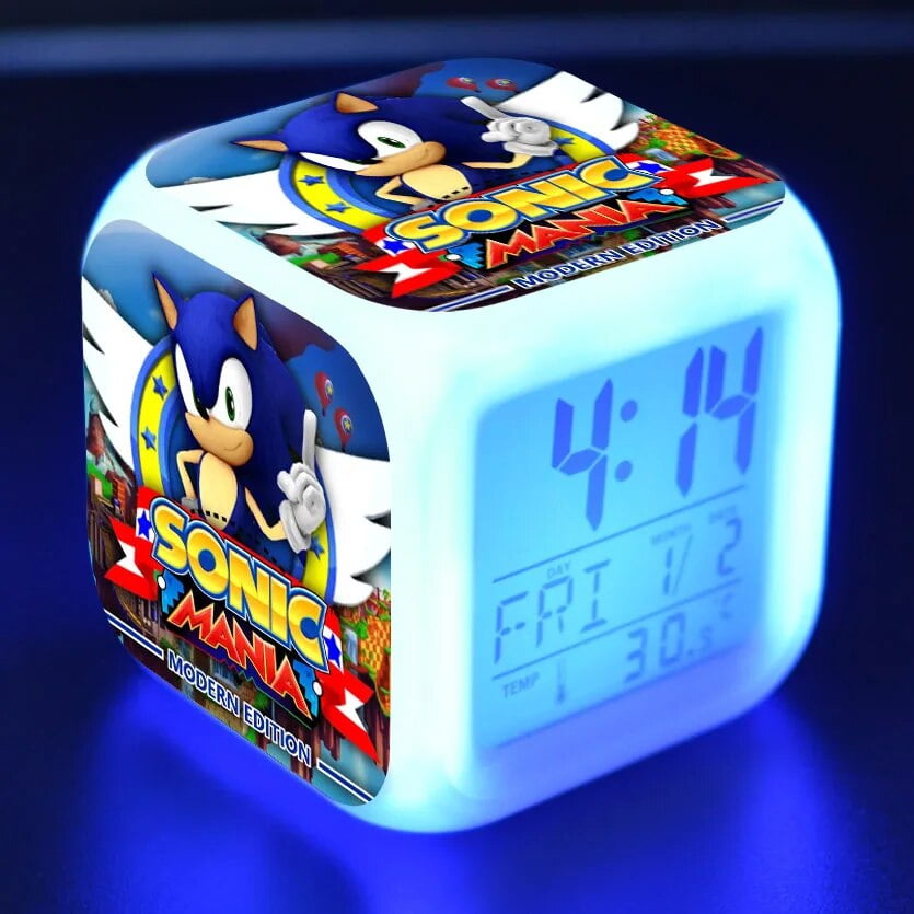Sonic Figure model LED Clock Alarm 7Colorful Touch Light Desk Watch ...