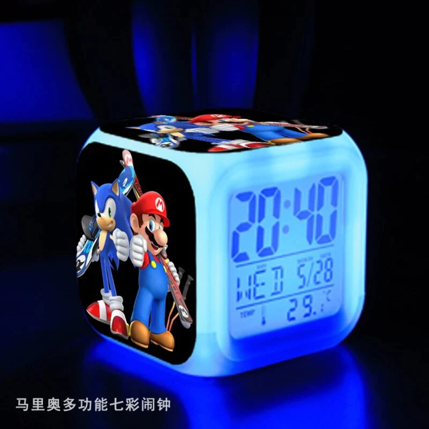 Sonic Figure model LED Clock Alarm 7Colorful Touch Light Desk Watch ...
