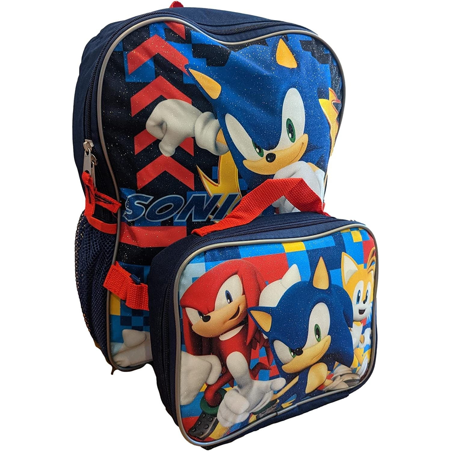 Sonic Kids School Bookbag - 16 Inch Backpack with Detachable Lunch Box ...