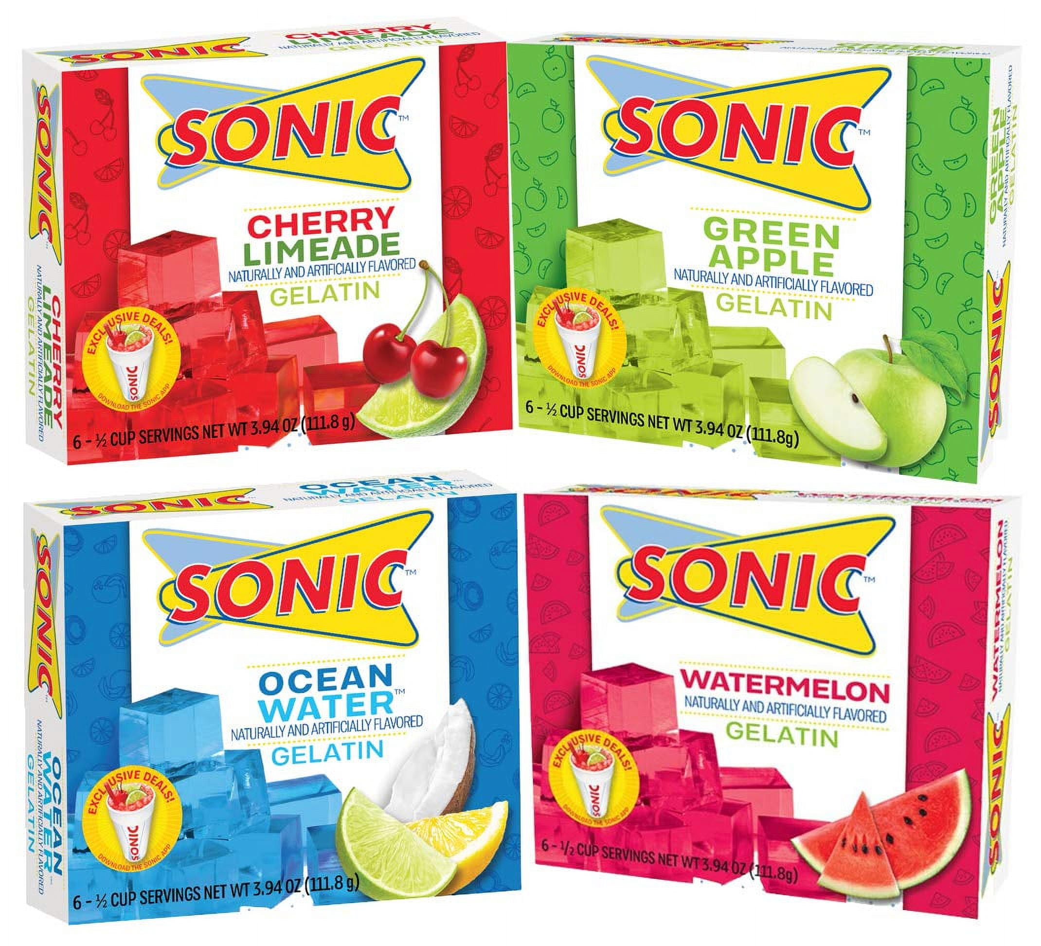 Sonic Gelatin Green Apple, Watermelon, Ocean Wave, Cherry Limeade 3 ...