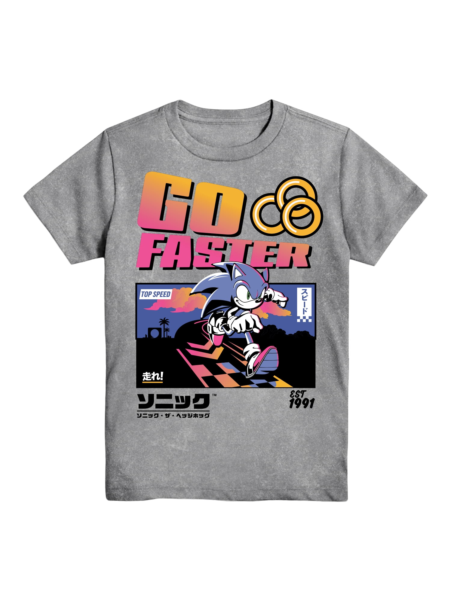 Sonic Go Faster, Boys Apparel Graphic Crew Neck Short Sleeve T-Shirt ...