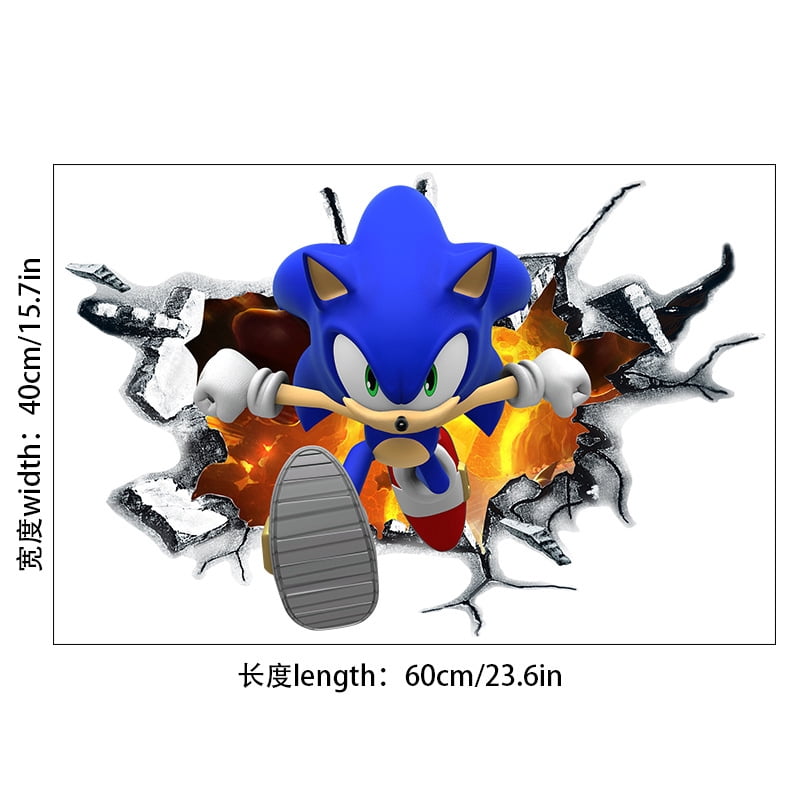 Sonic the Hedgehog 3D Wall Sticker – Large 60x40cm Self-Adhesive PVC ...