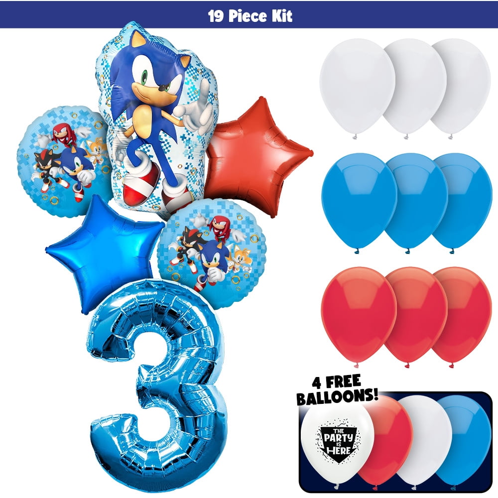 20pc Sonic the Hedgehog Balloons Bouquet Kit - Kids Party Decor ...