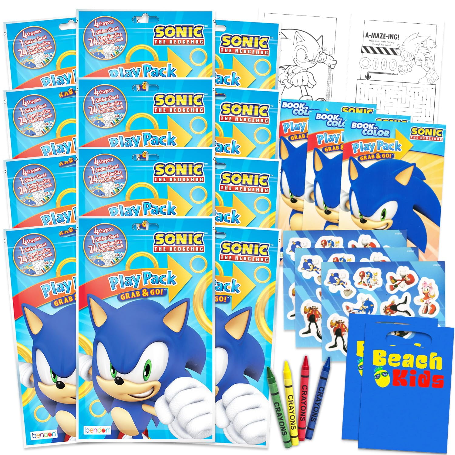 Sonic the Hedgehog Birthday Party Favors and Supplies Bundle - 12 Sonic ...