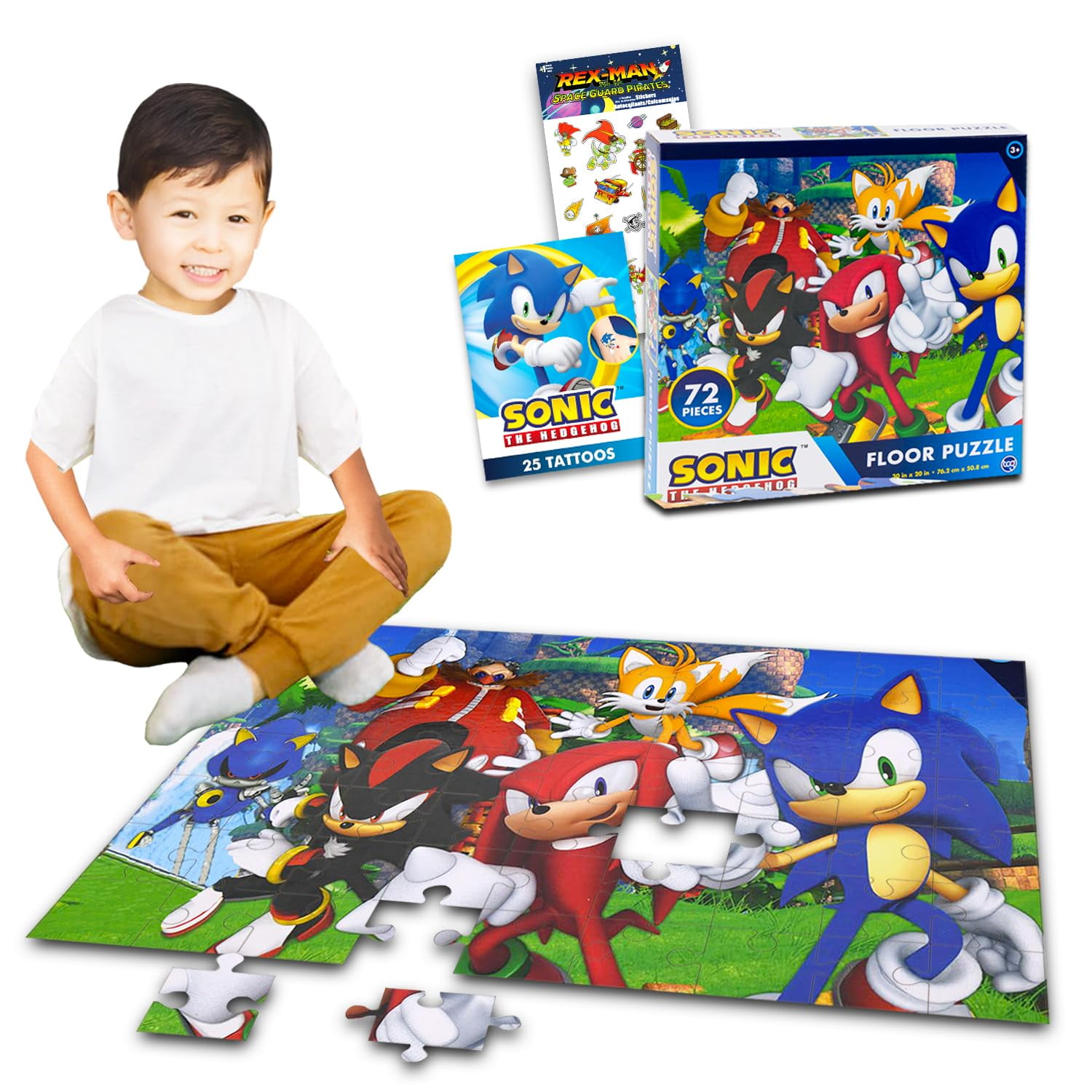 Sonic the Hedgehog Floor DHF10 Puzzle for Kids Set - Bundle with 72 ...