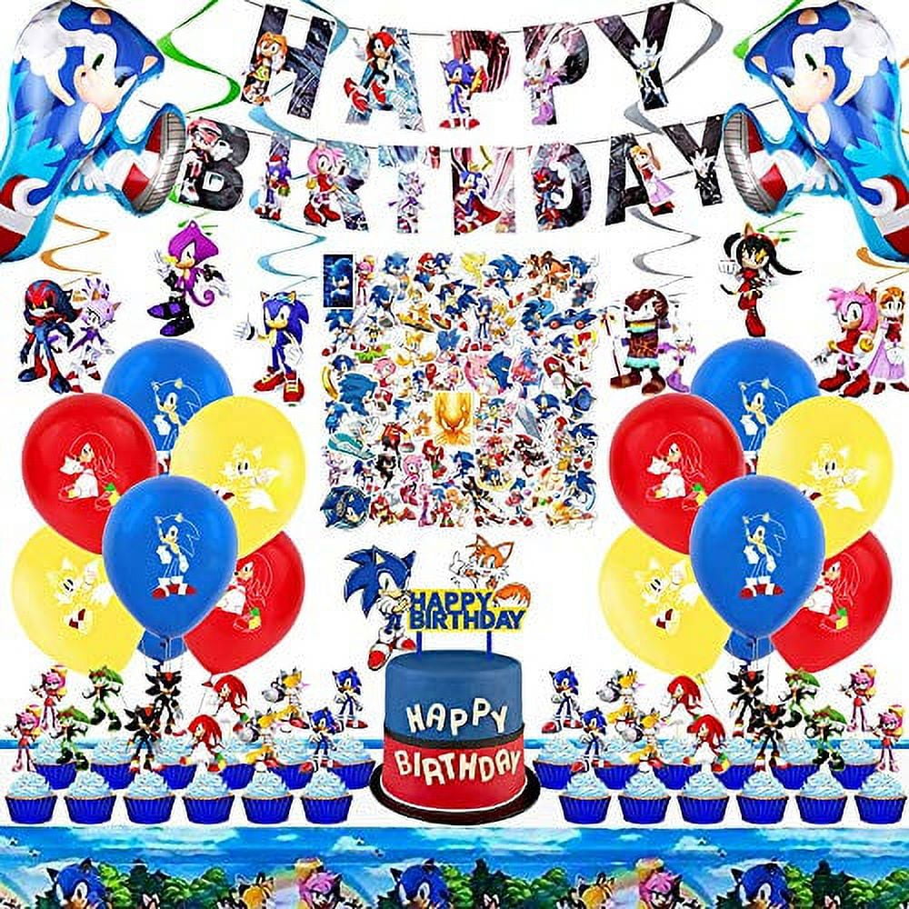 Sonic The Hedgehog Party Supplies, 101pcs Birthday Party Decorations ...