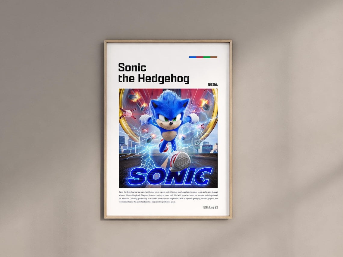 Sonic The Hedgehog Poster, Gaming Room Poster, Gaming Wall Poster ...