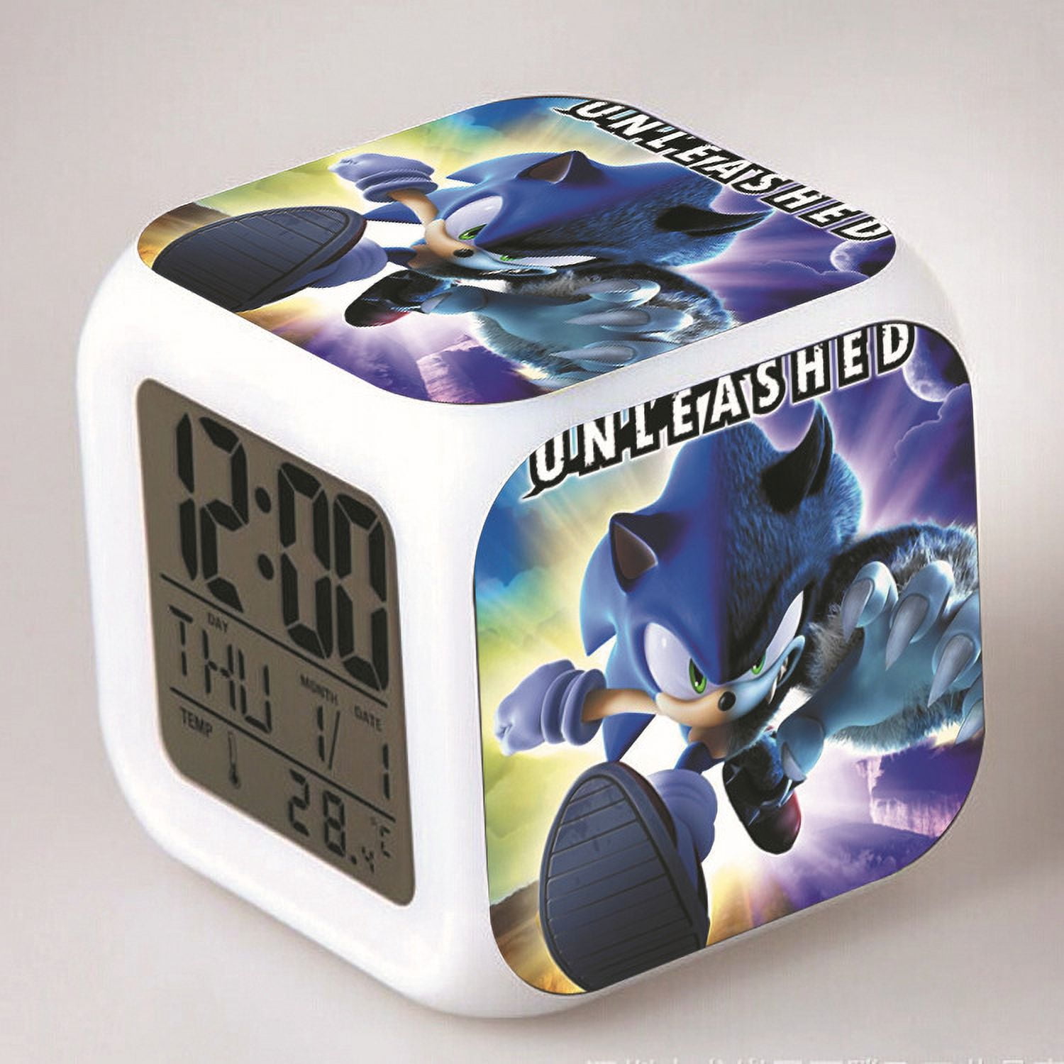 Sonic the Hedgehog Silent LED Alarm Clock - 8x8x8cm Kids' Night Light ...