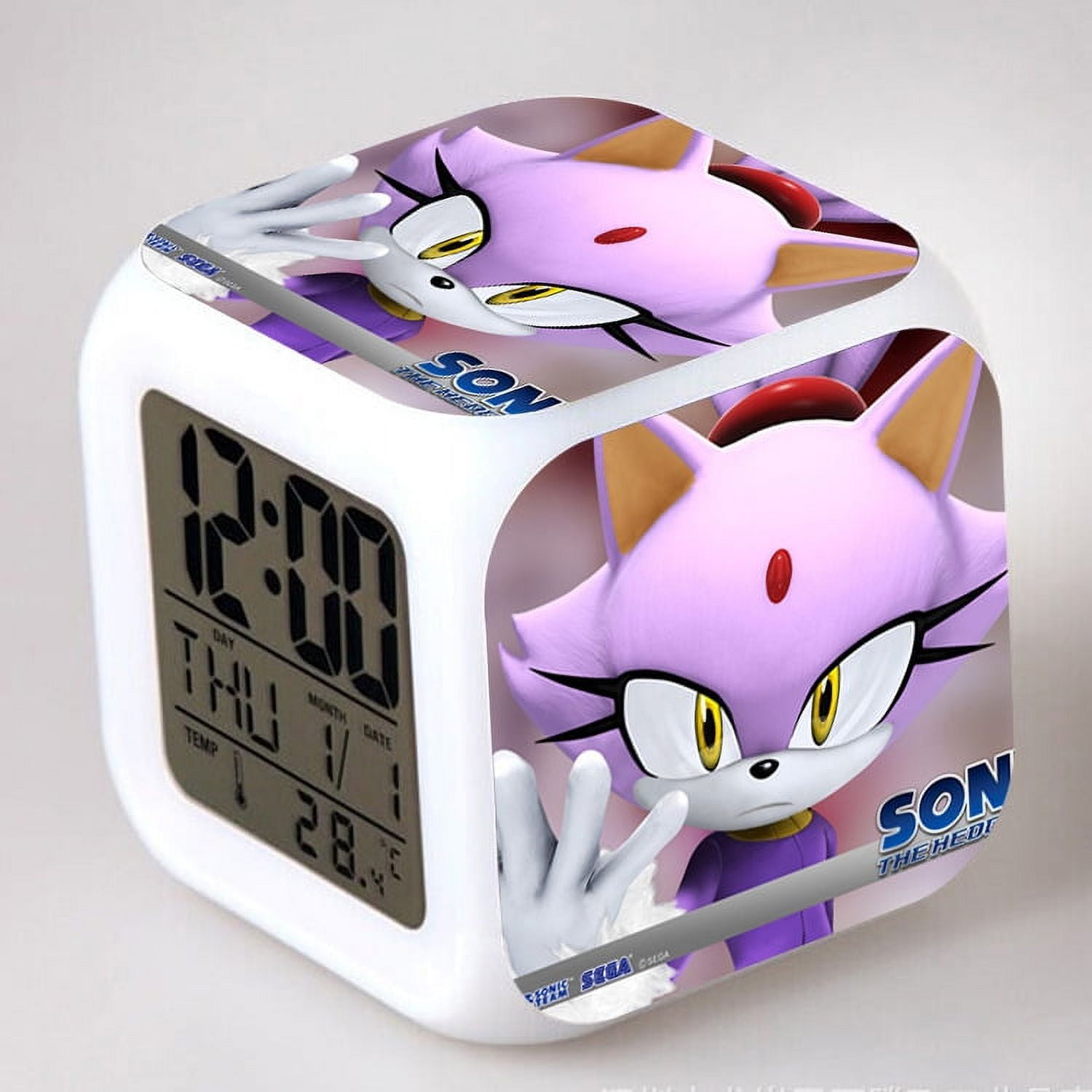 Sonic the Hedgehog Silent LED Alarm Clock - 8x8x8cm Kids' Night Light ...