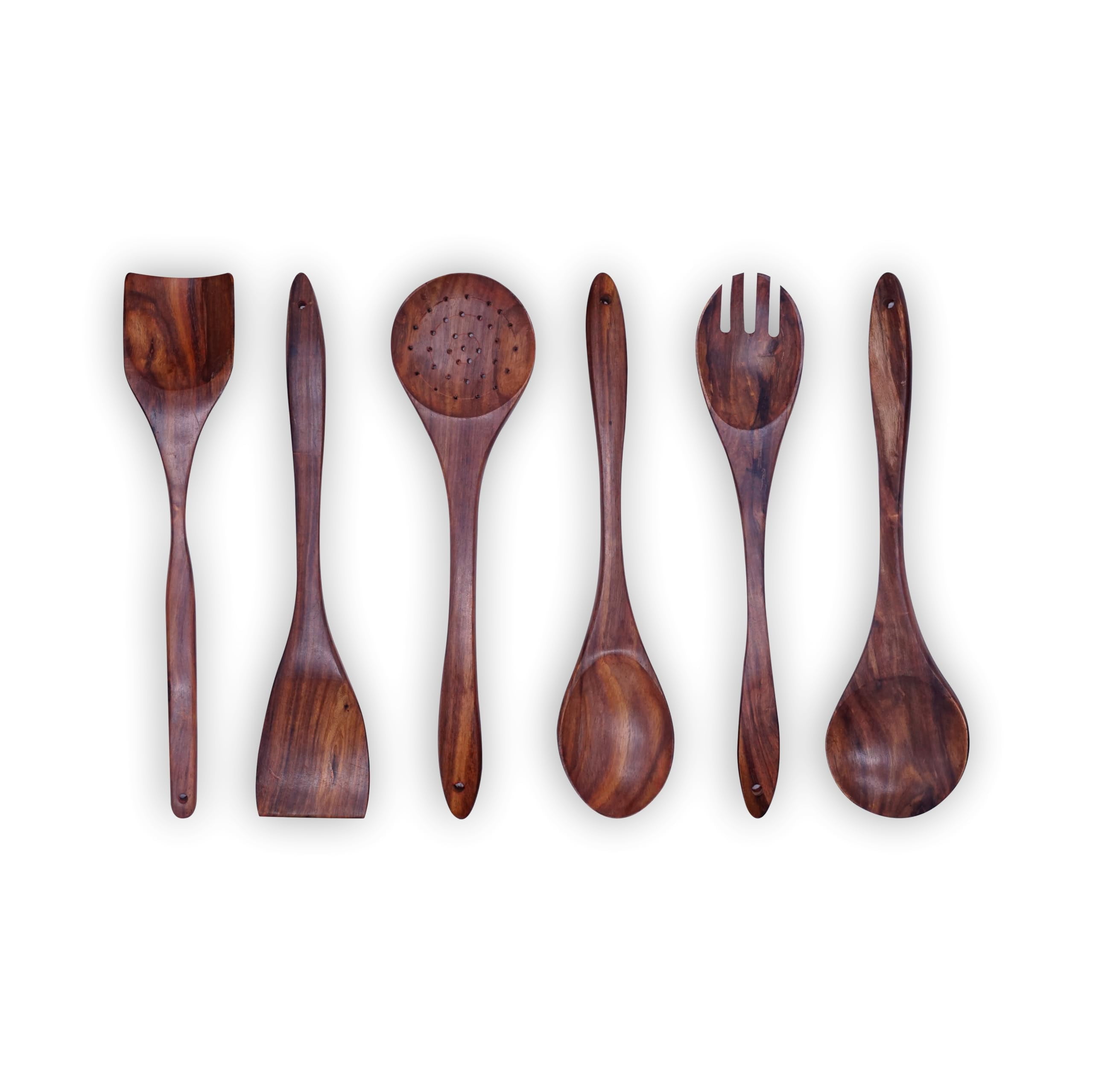 Sonic Kitchenwares 6-Piece Wooden Spoons Sets for Cooking - Smooth ...