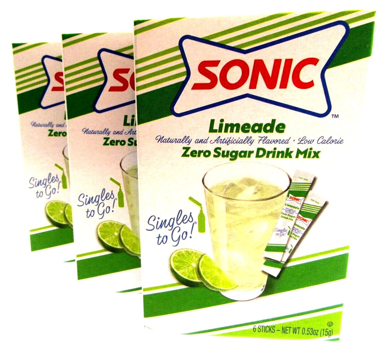 Sonic Limeade Drink Mix, 3 Pack, 6 Servings per Box, Powdered Enhancer ...
