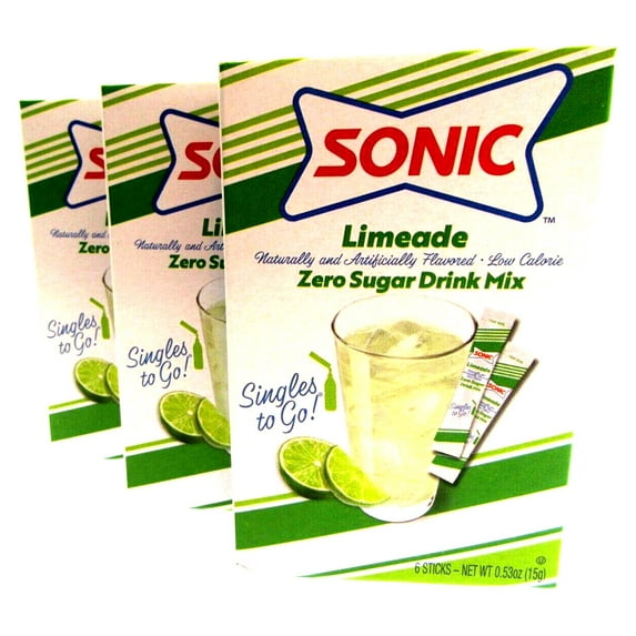 Sonic Limeade Drink Mix, 3 Pack, 6 Servings per Box, Powdered Enhancer ...