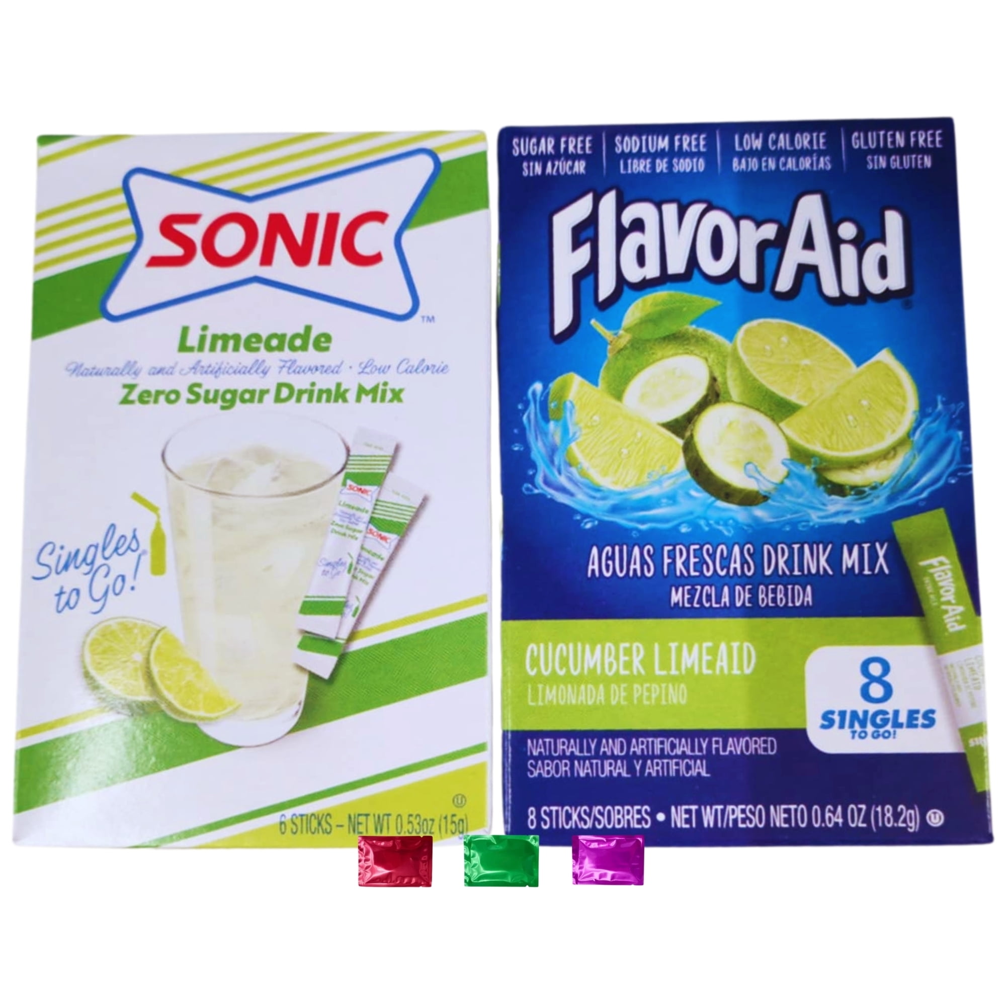 Sonic Limeade Zero Sugar Drink Mix & Flavor Aid Aguas Frescas Cucumber ...