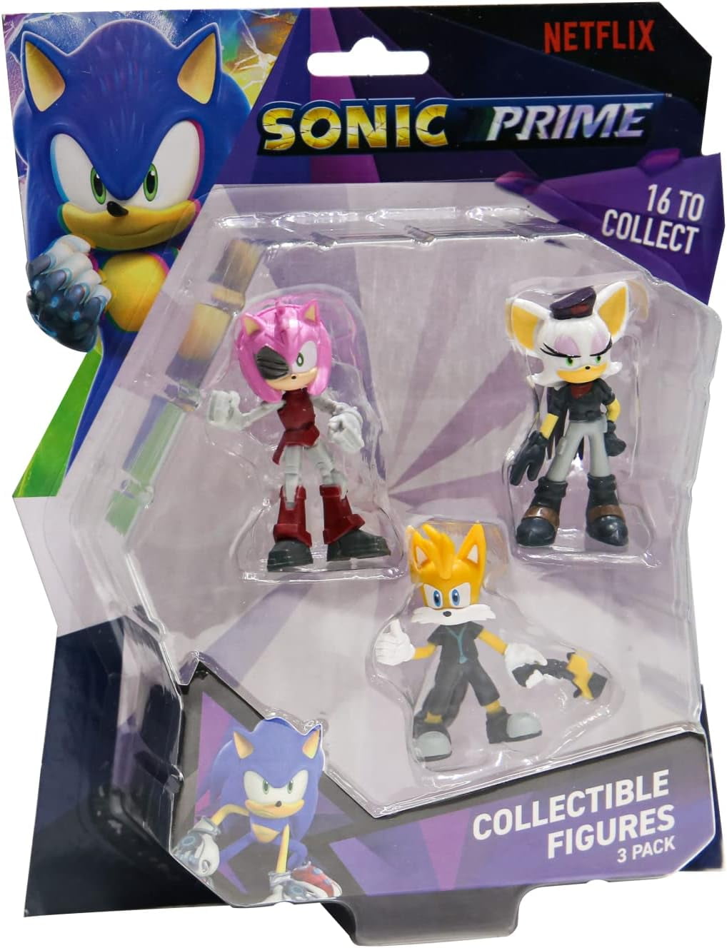 Sonic Prime 3 Pack Collectible Figures Rusty Rose, Rebel, & Nine ...