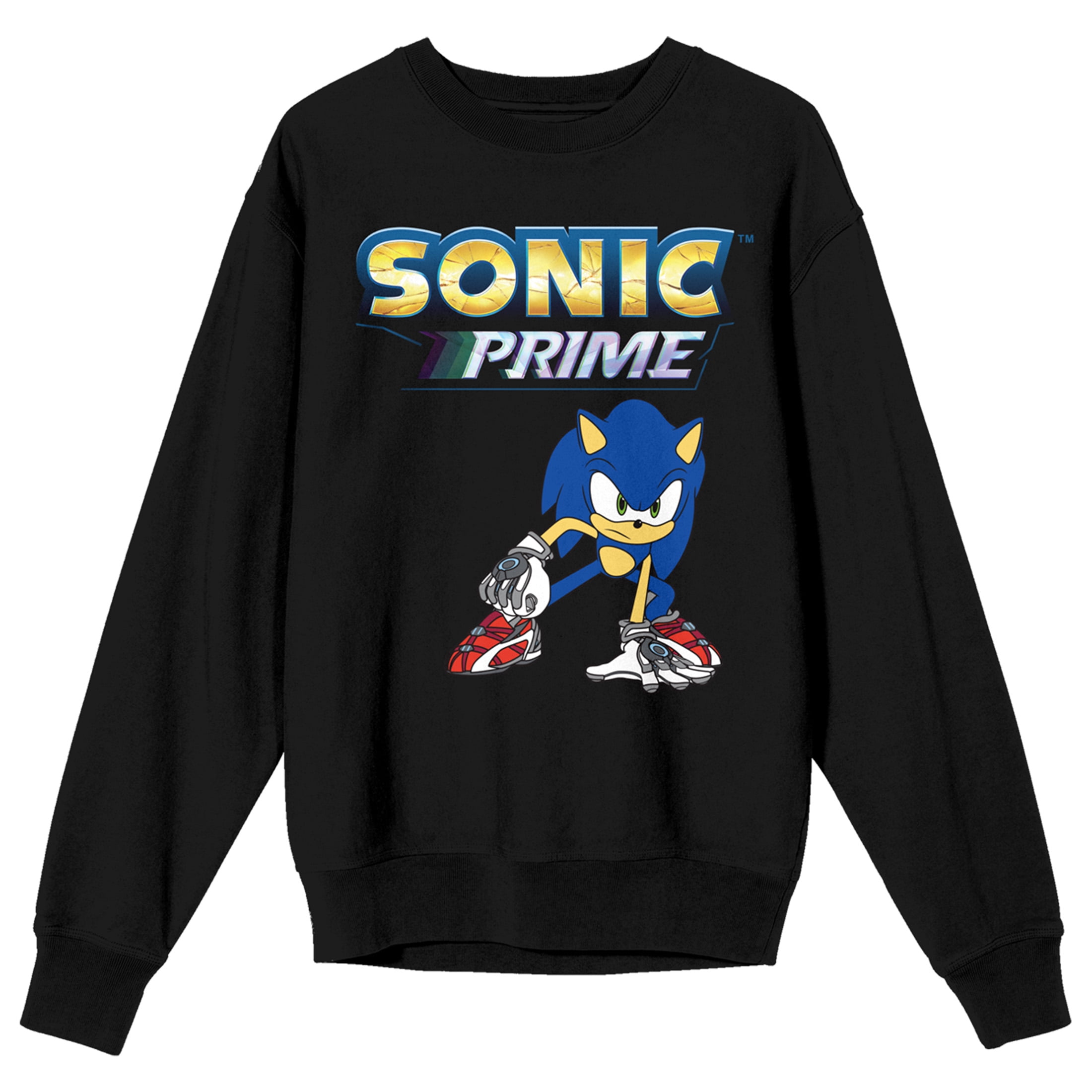 Sonic Prime Character Art Crew Neck Long Sleeve Adult Black Sweatshirt ...