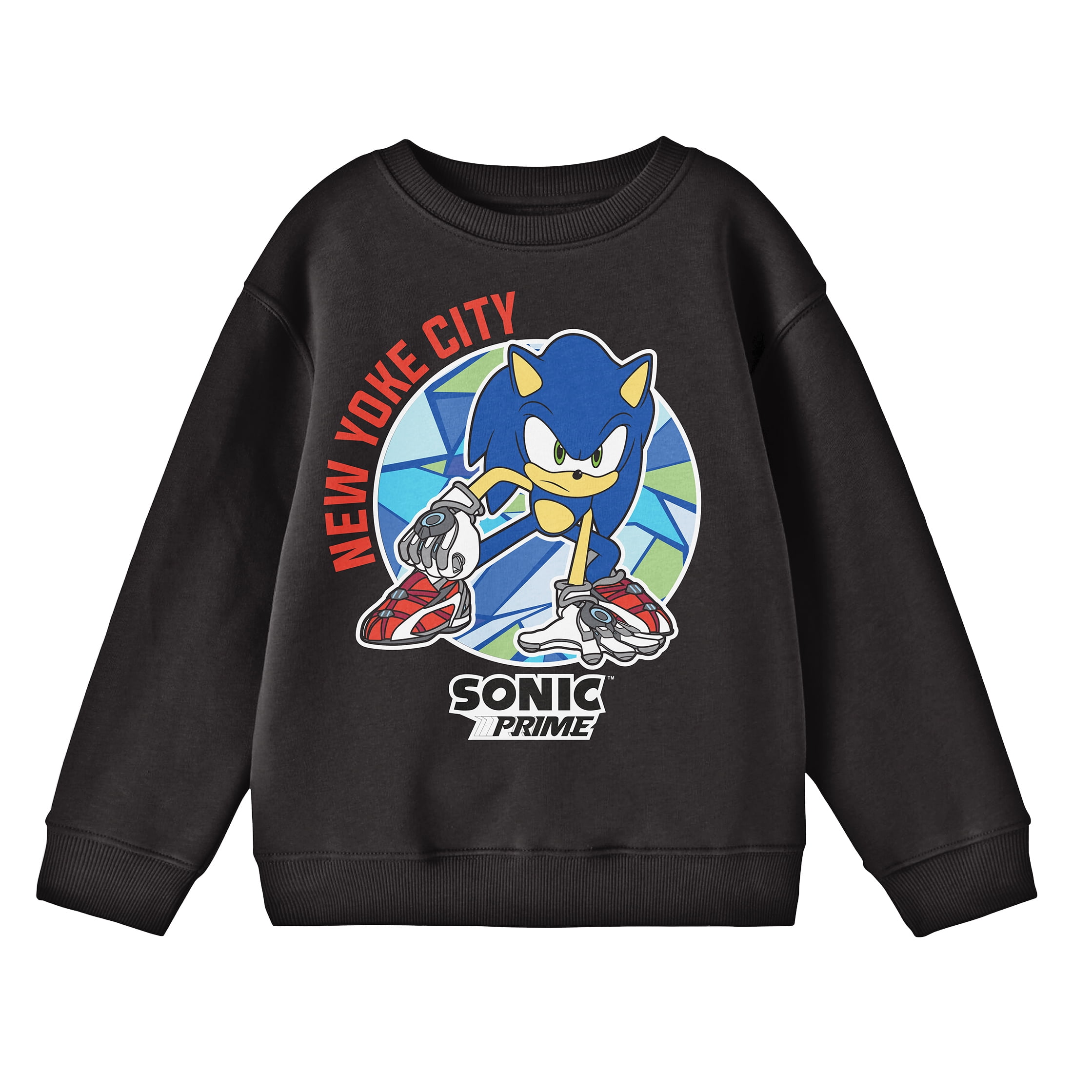 Sonic Prime New Yoke City Crew Neck Long Sleeve Youth Black Sweatshirt ...