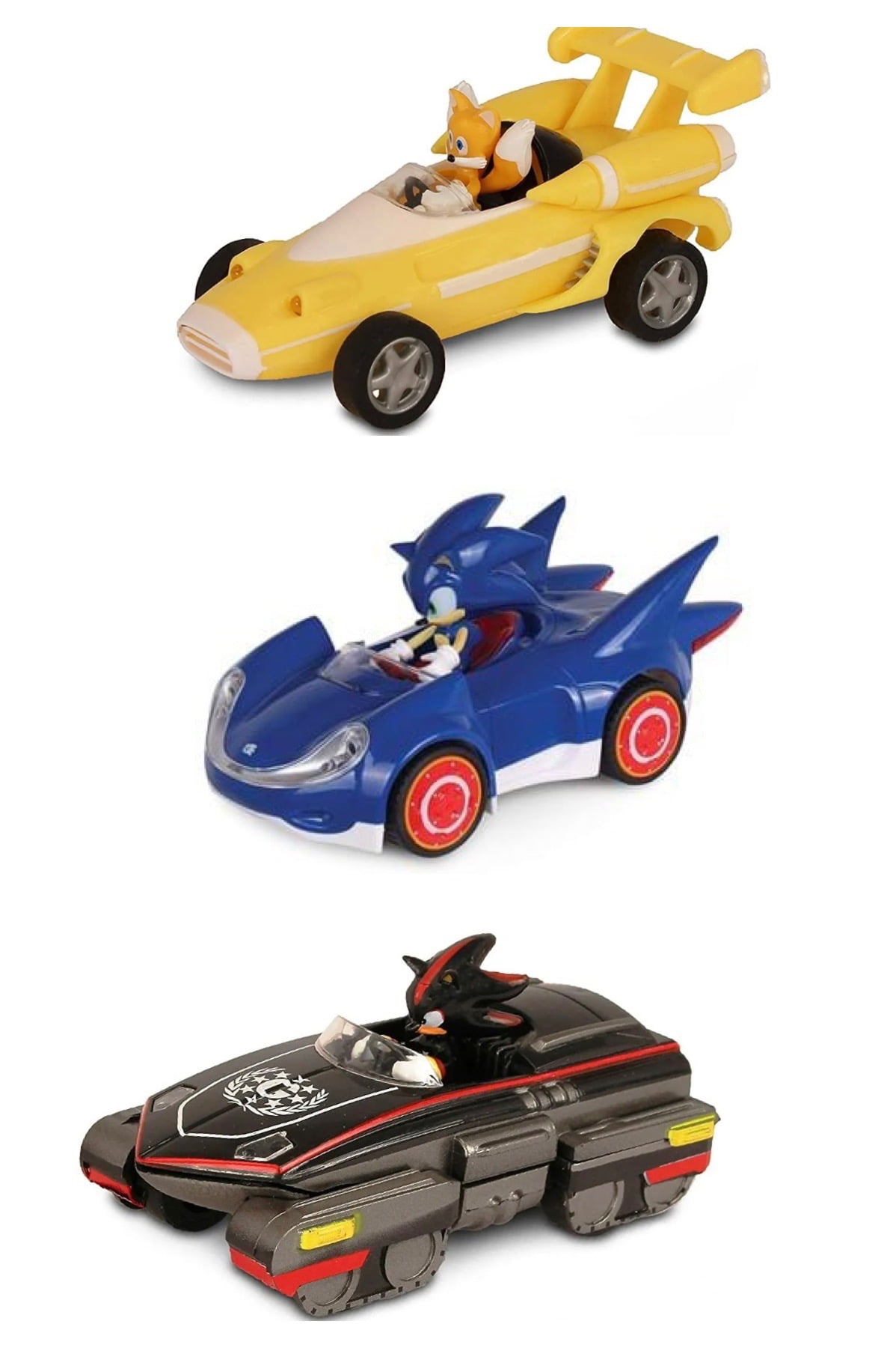 Sonic Hedgehog Pull Back Racers Toy Car Race Set for Kids, 3 Pack with ...