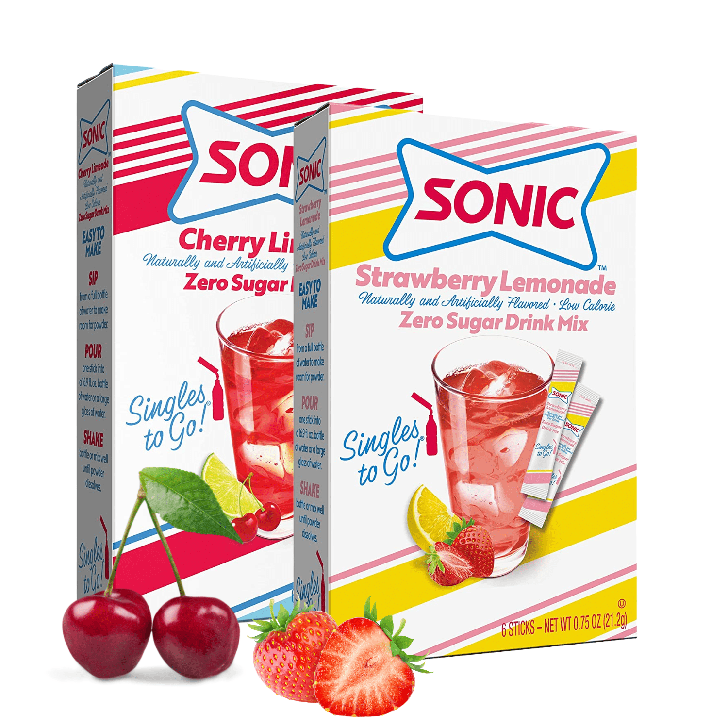 Sonic Singles To Go Drink Mix, Cherry & Strawberry Limeade, Sugar-Free ...