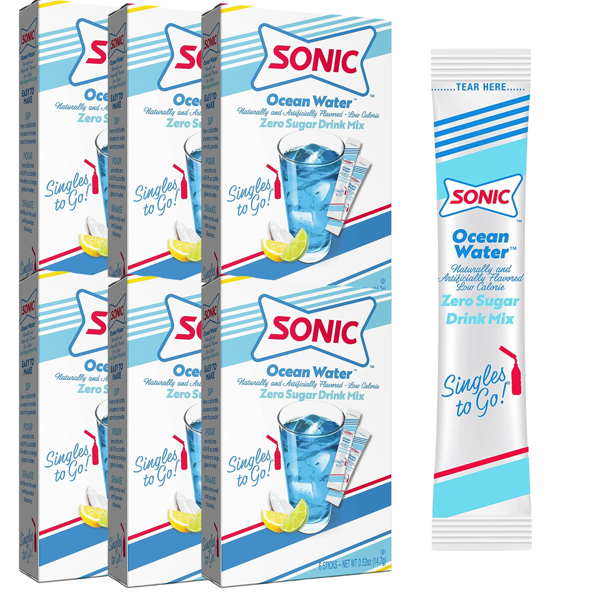Sonic Singles To Go Powdered Drink Mix, Ocean Water Flavor, Sugar Free ...