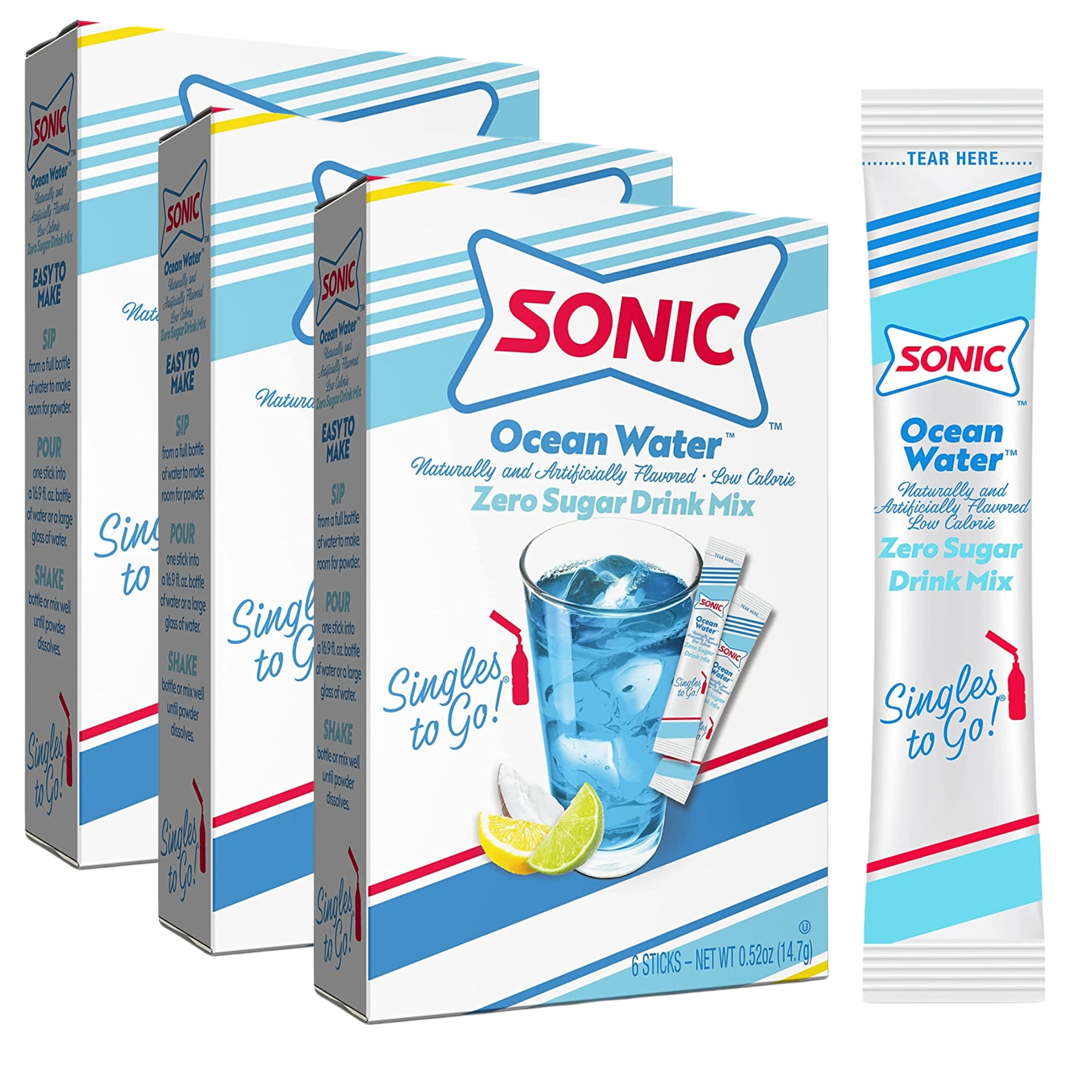 GCM Sonic Singles On the Go Powdered Water Flavor Mix Ocean Water 3 ...