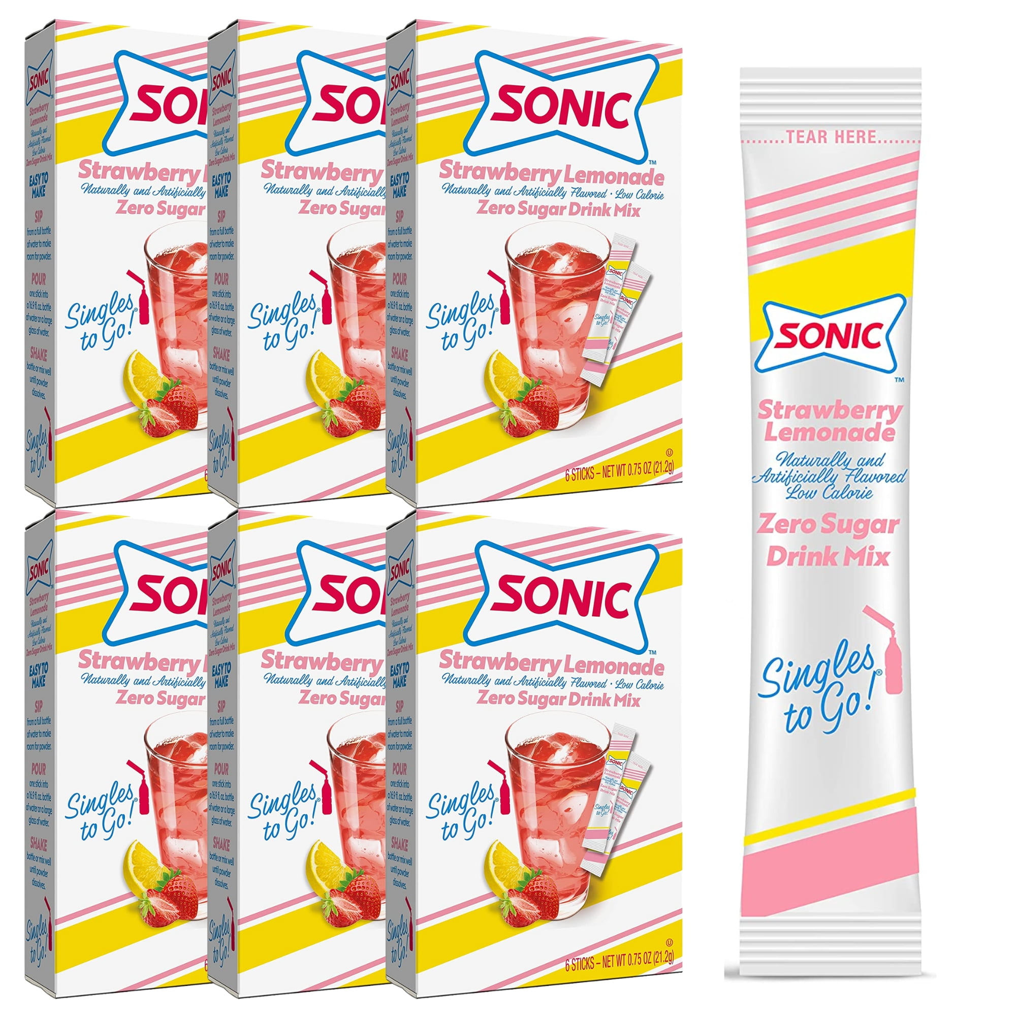 Sonic Singles To Go Powdered Drink Mix, Strawberry Lemonade Flavor ...