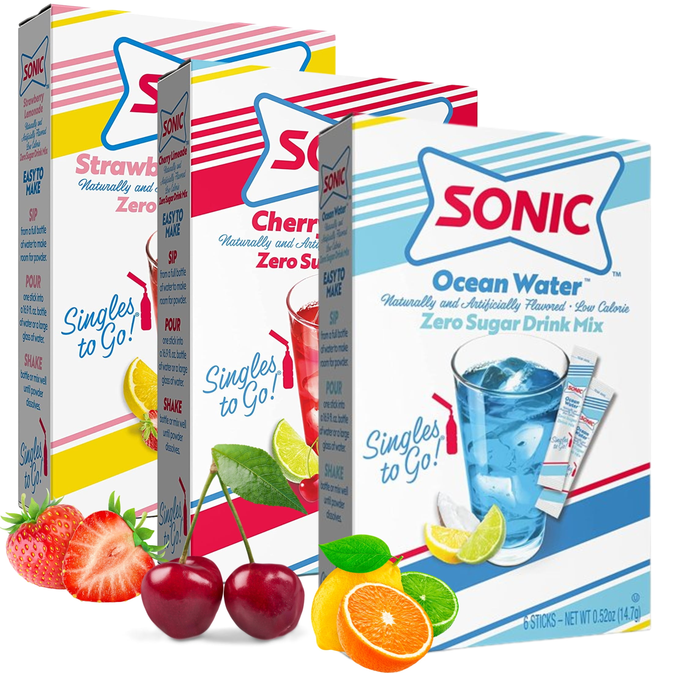 Sonic Singles To Go Powdered Drink Mix 1 Ocean Water 1 Cherry Limeade ...