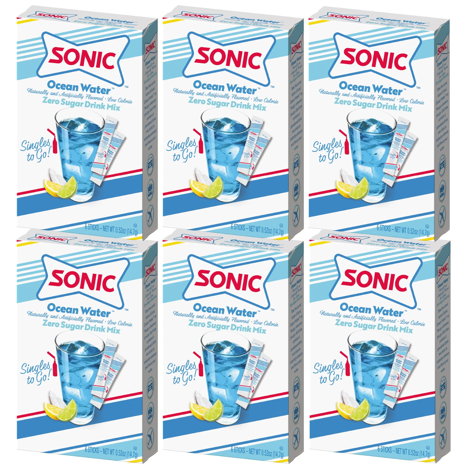 Sonic Singles to Go Powdered Drink Mix, Ocean Water, 6 Sticks per Box ...