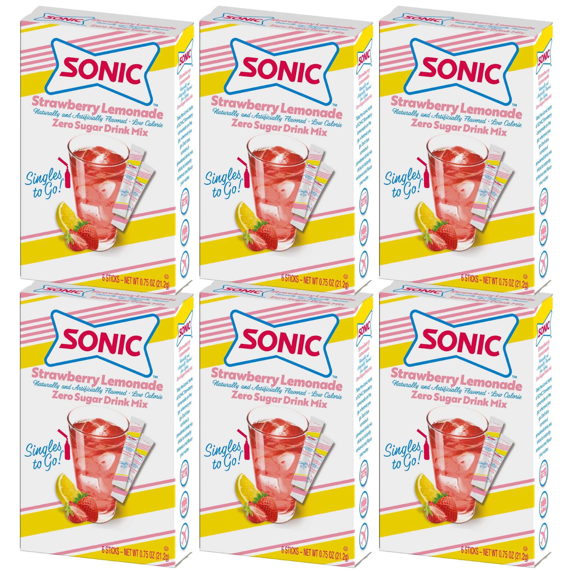 Sonic Singles To Go Powdered Drink Mix, Strawberry Lemonade, 6 Sticks ...