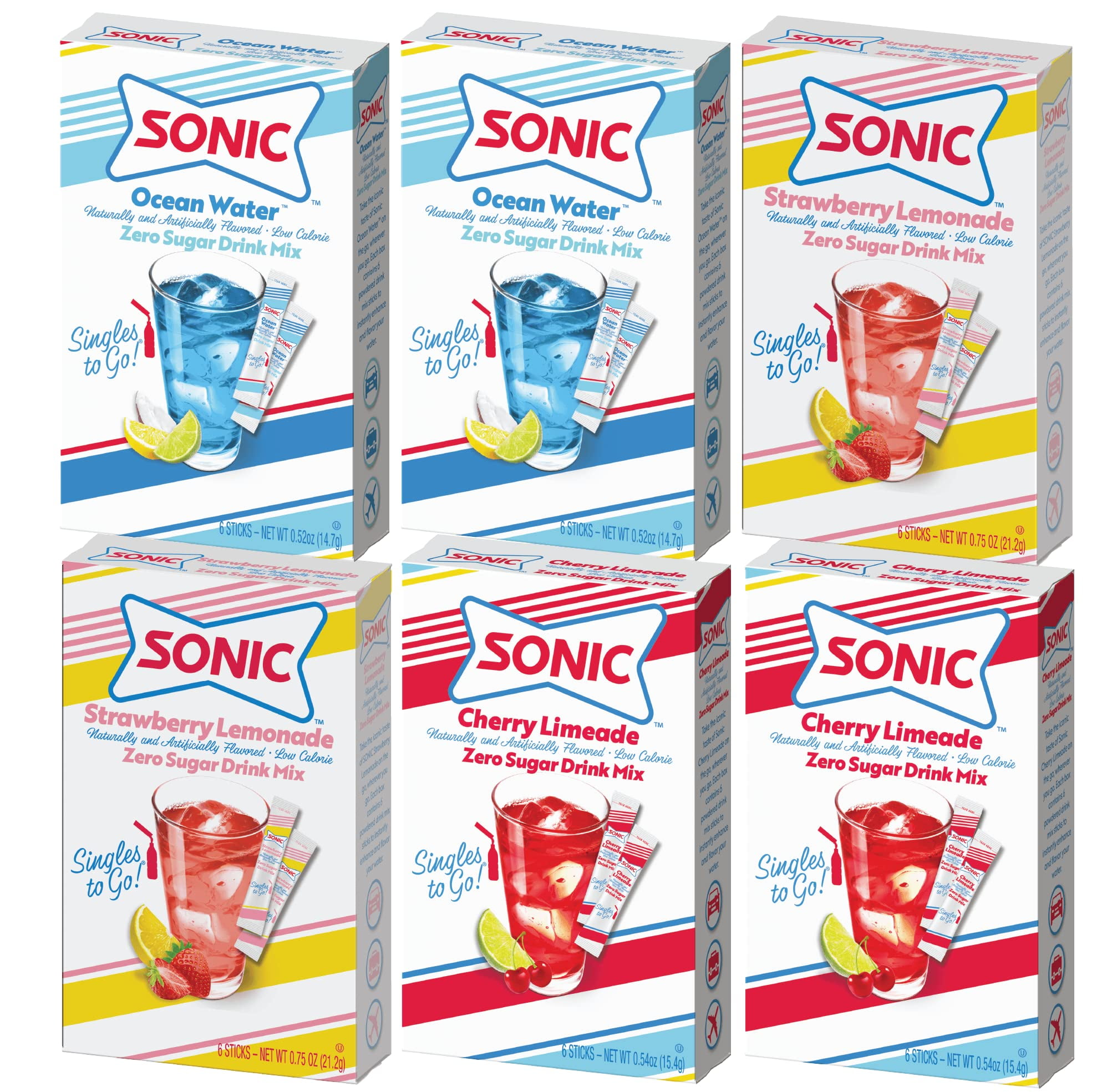 Sonic Singles To Go Powdered Drink Mix Variety Pack, 2 Ocean Water, 2 ...