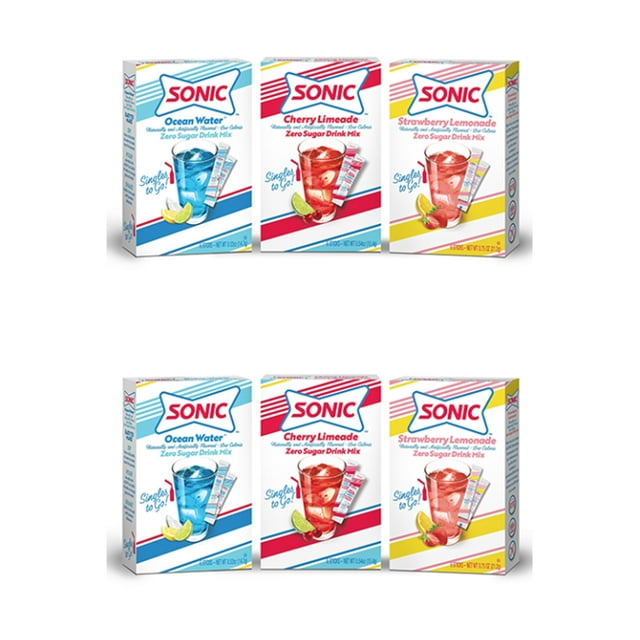 Sonic Singles to Go Flavoring Mix Variety Pack - 6 Boxes, Cherry ...